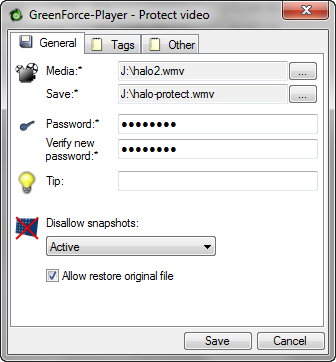 Password protect video and media files with GreenForce-Player
